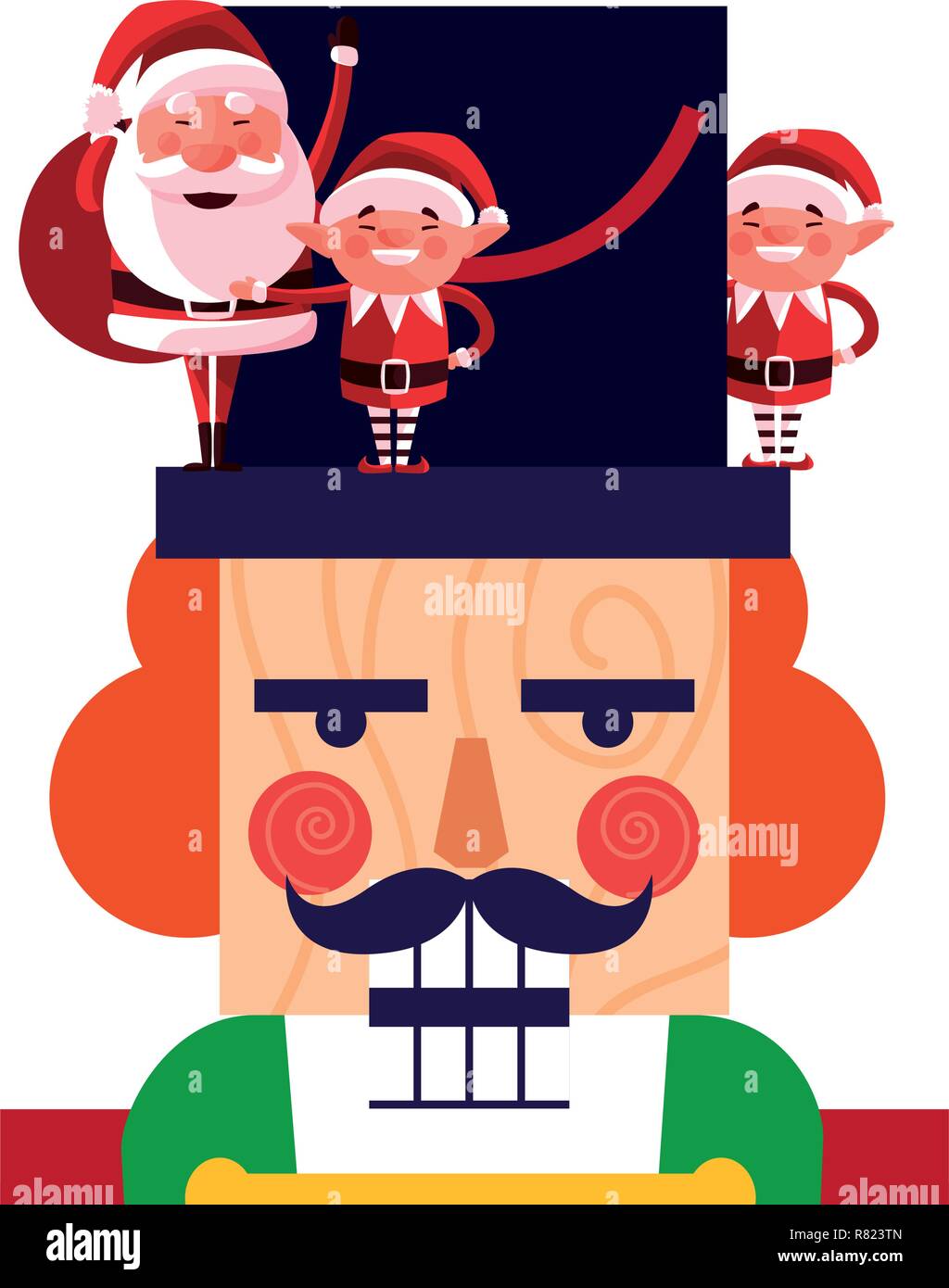 christmas santa nutcracker elves decoration vector illustration Stock ...