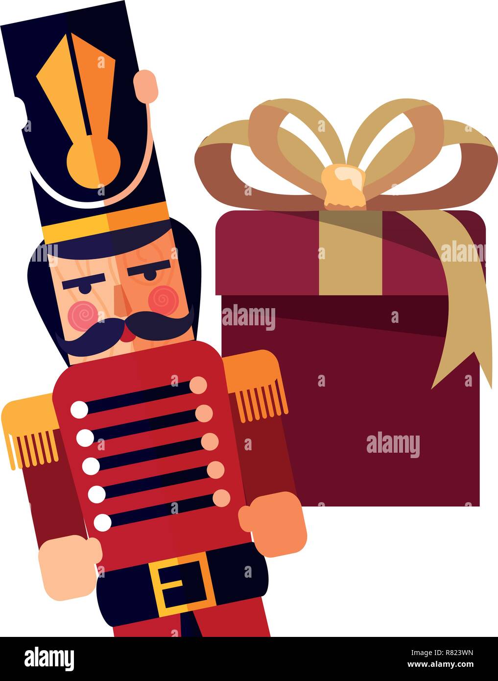 christmas nutcracker gift box decoration vector illustration Stock ...