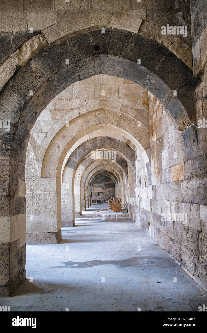 Sultanhani caravanserai on the former silk road, interior arches ...