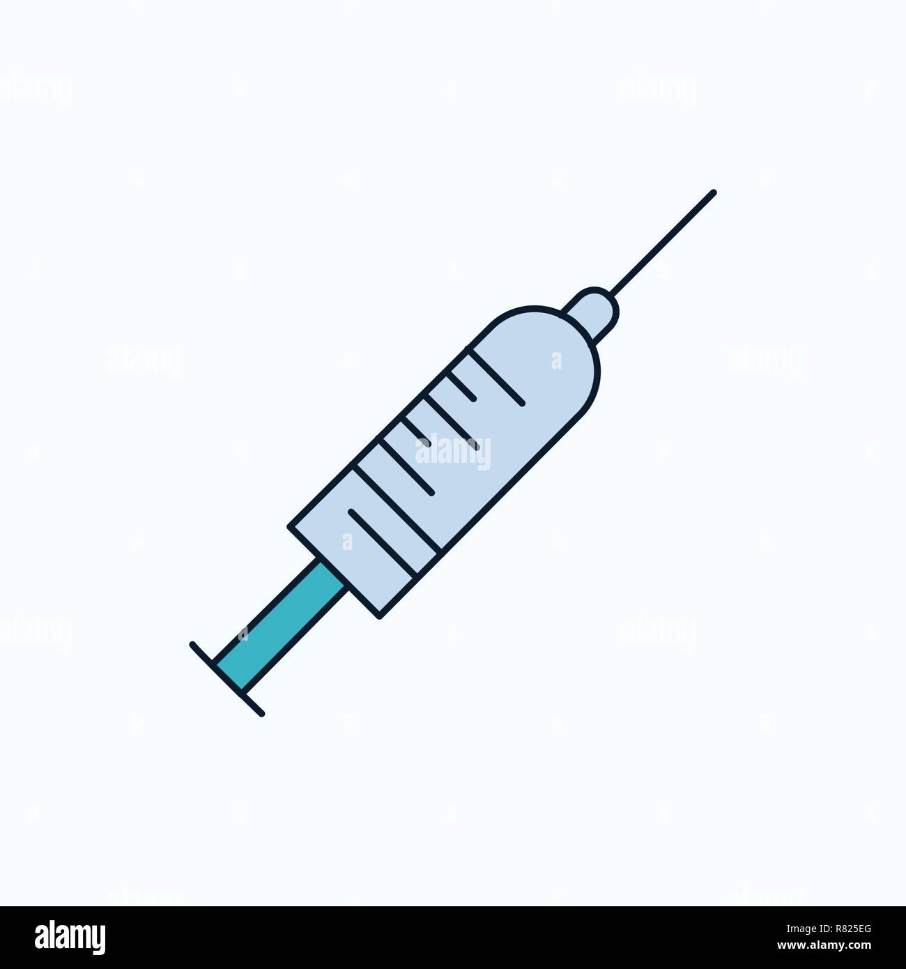 syringe, injection, vaccine, needle, shot Flat Icon. green and Yellow ...