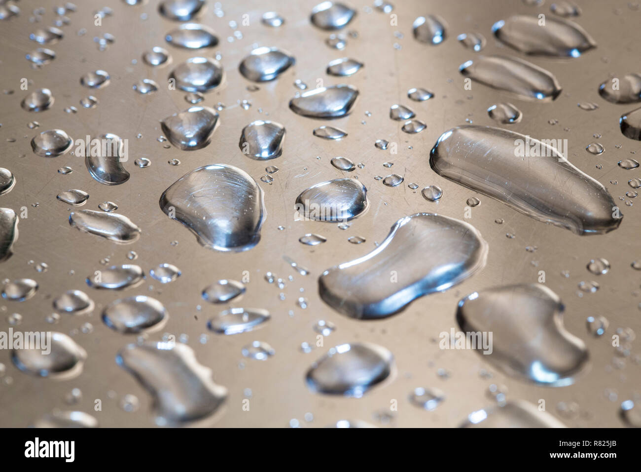 Water droplets on a metal surface Stock Photo - Alamy