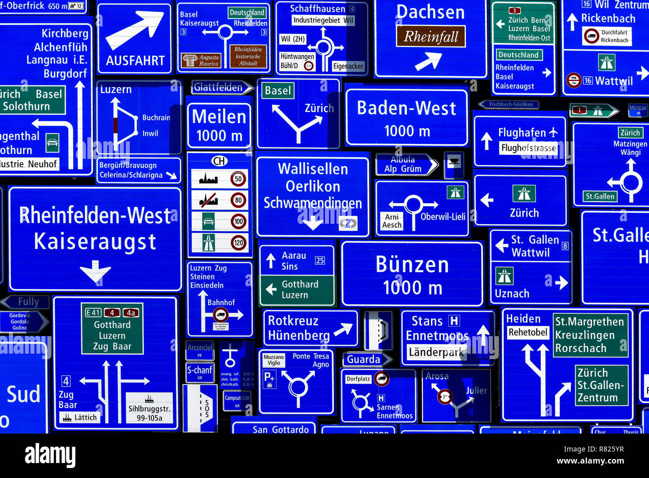 Various traffic signs, Museum of Transport, Lucerne, Switzerland Stock ...