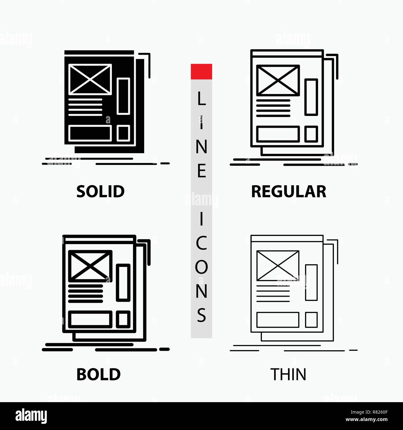 wire, framing, Web, Layout, Development Icon in Thin, Regular, Bold Line and Glyph Style. Vector ...