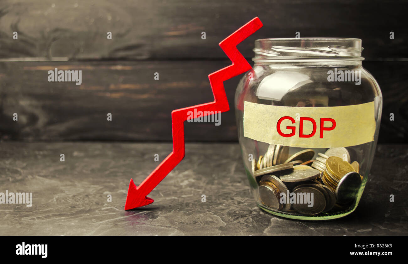 Decline and decrease of GDP - failure and breakdown of economy and ...