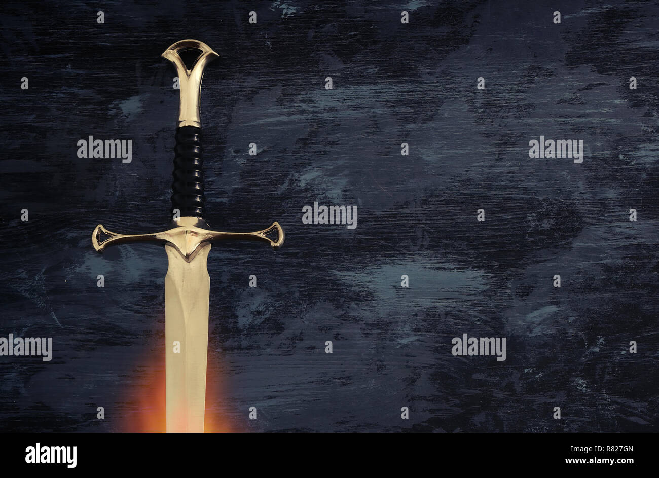 low key banner of silver sword. fantasy medieval period Stock Photo - Alamy