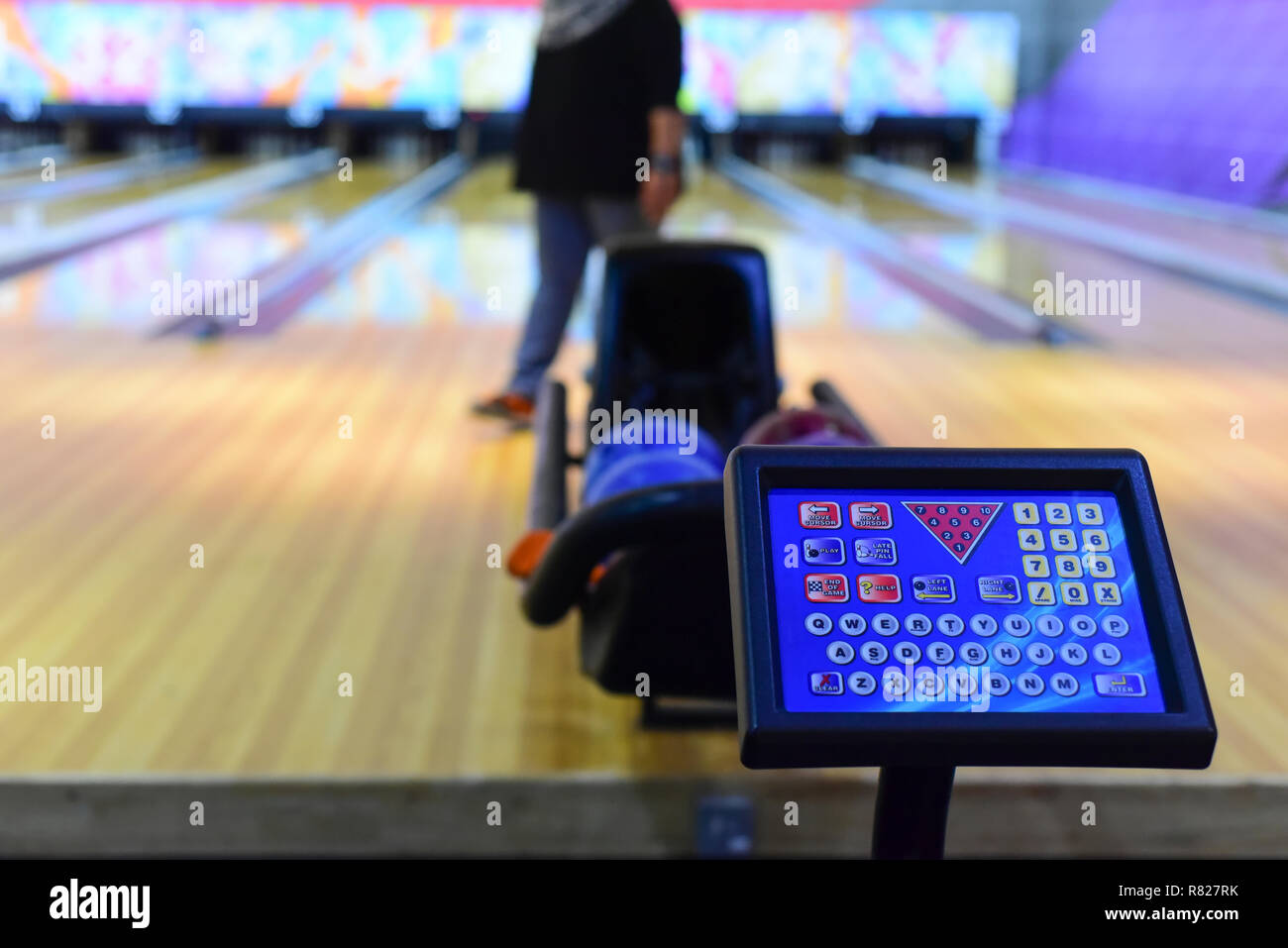 Control panel at bowling alley Stock Photo - Alamy