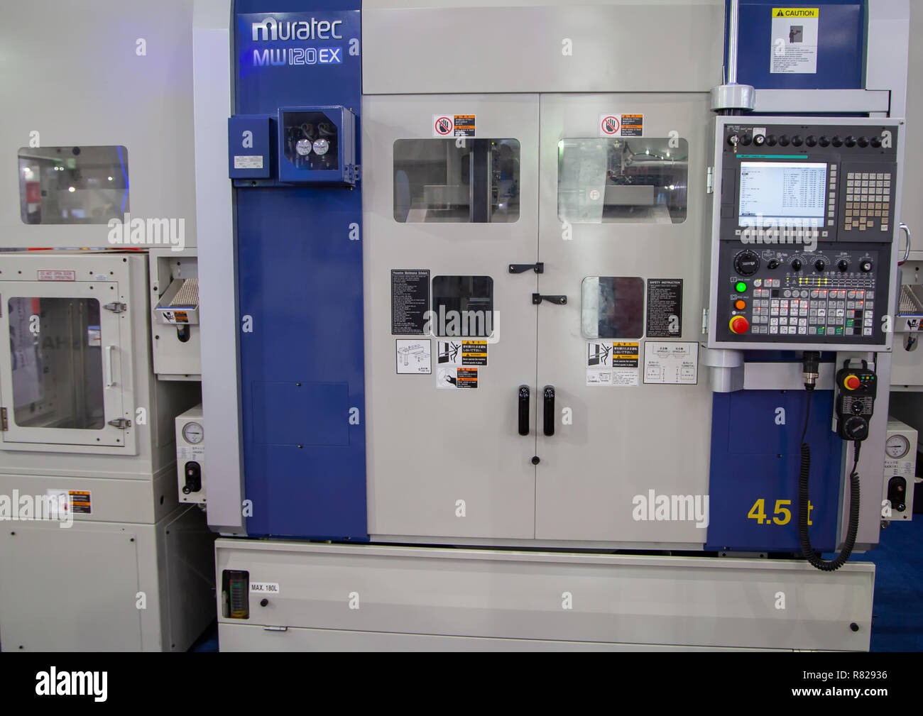 Bangkok, Thailand - November 21, 2018: Twin Spindle CNC Chucker machine ...