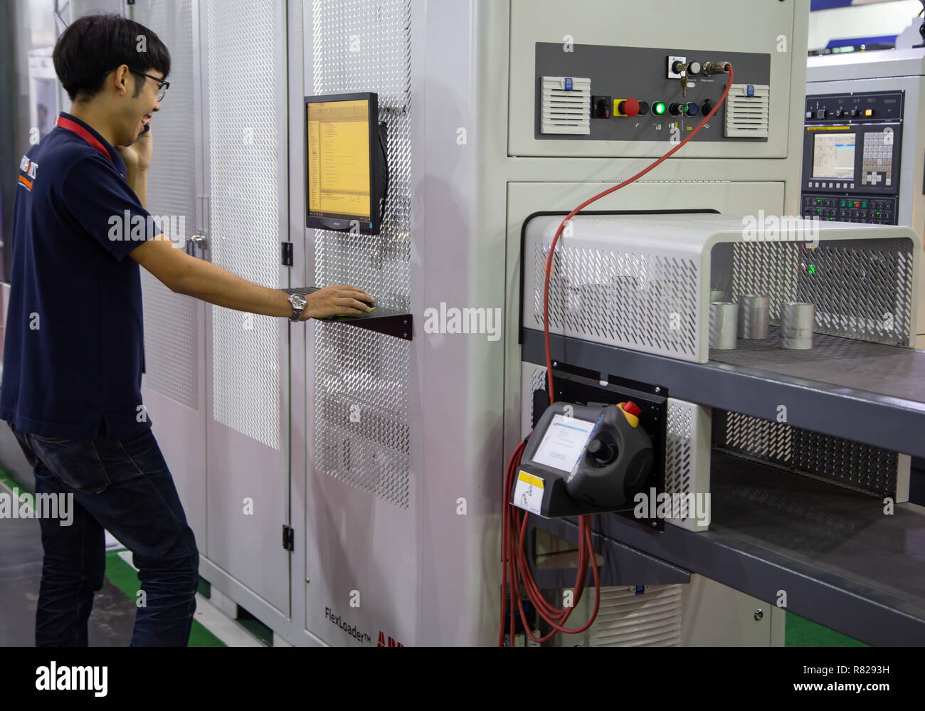 Bangkok, Thailand - November 21, 2018: Worker operate automation ...