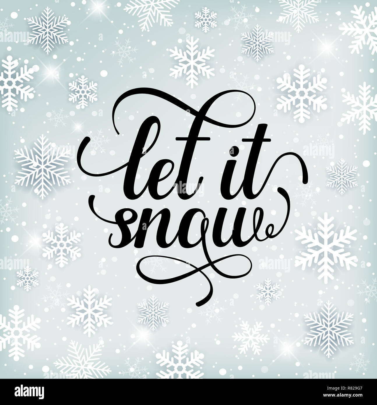 Christmas and new year holiday background with snowflakes and text. Let ...