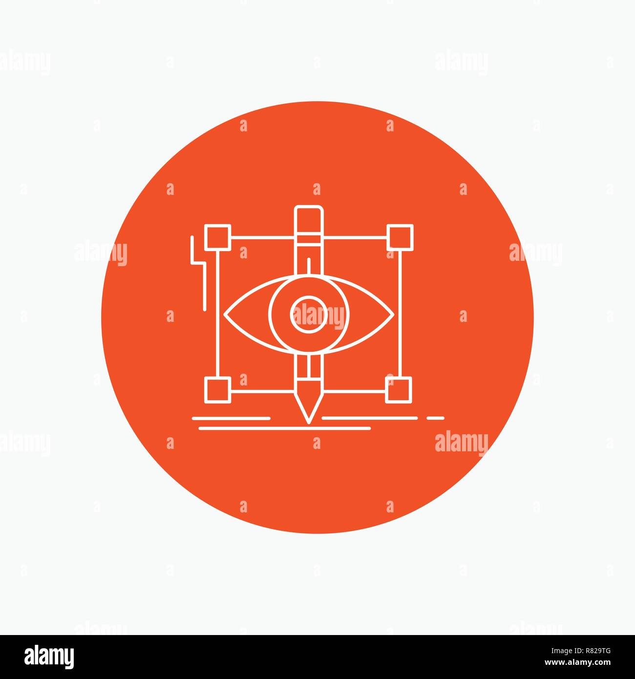 design, draft, sketch, sketching, visual White Line Icon in Circle background. vector icon ...