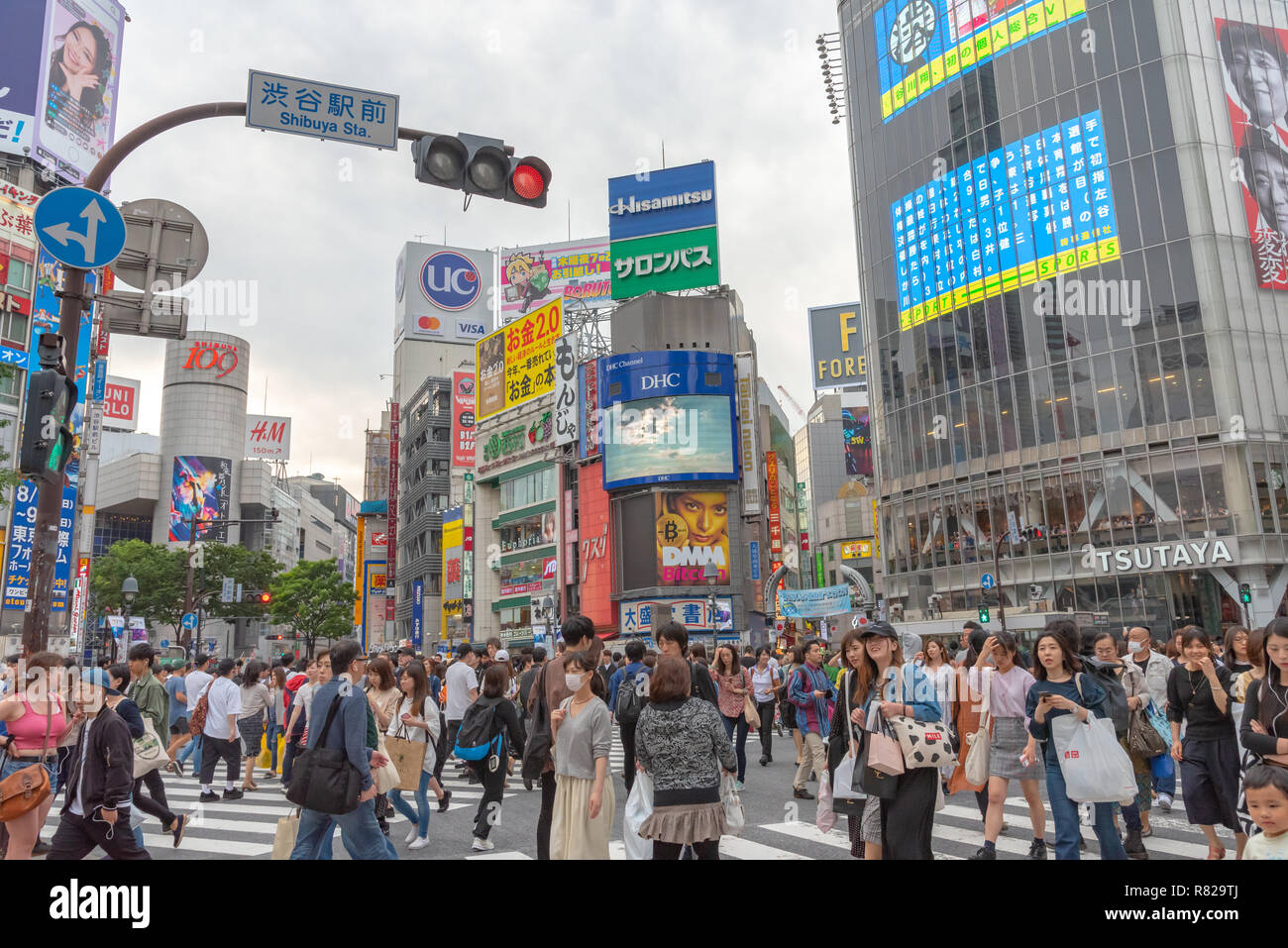 Pedestrians crosswalk at Shibuya district in Tokyo, Japan. Shibuya ...