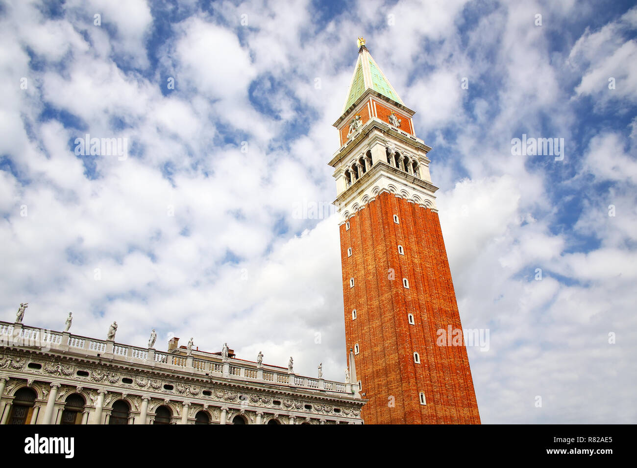 St Mark's Campanile at Piazza San Marco in Venice, Italy. It is one of ...