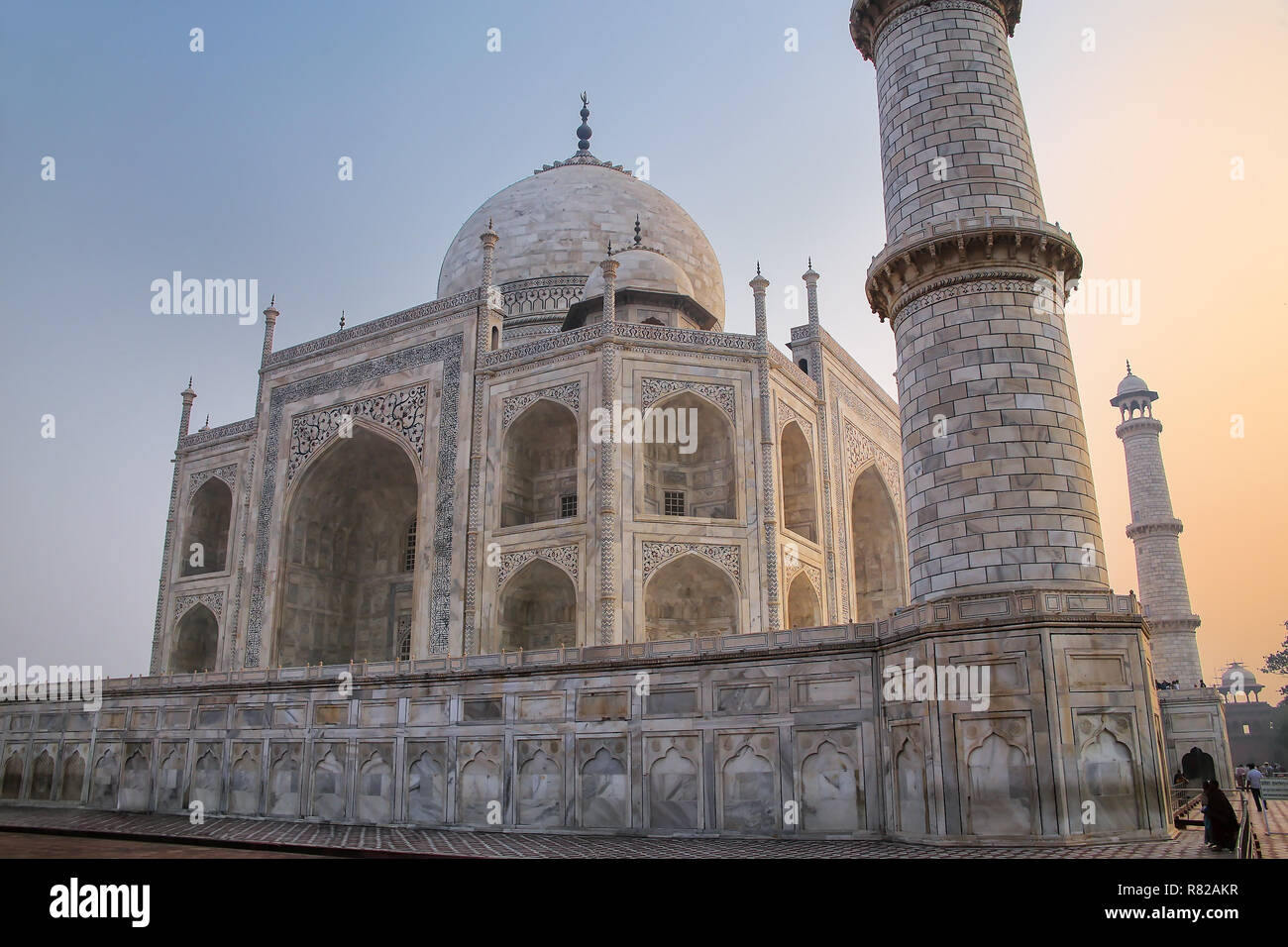 Close view of Taj Mahal at sunrise, Agra, Uttar Pradesh, India. It was ...