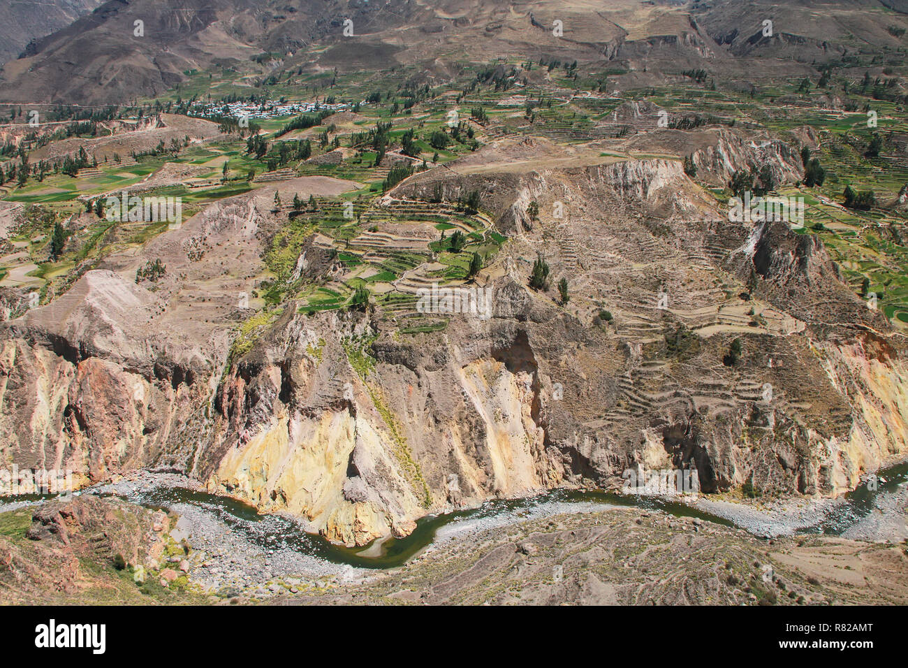 View of Colca Canyon in Peru. It is one of the deepest canyons in the ...