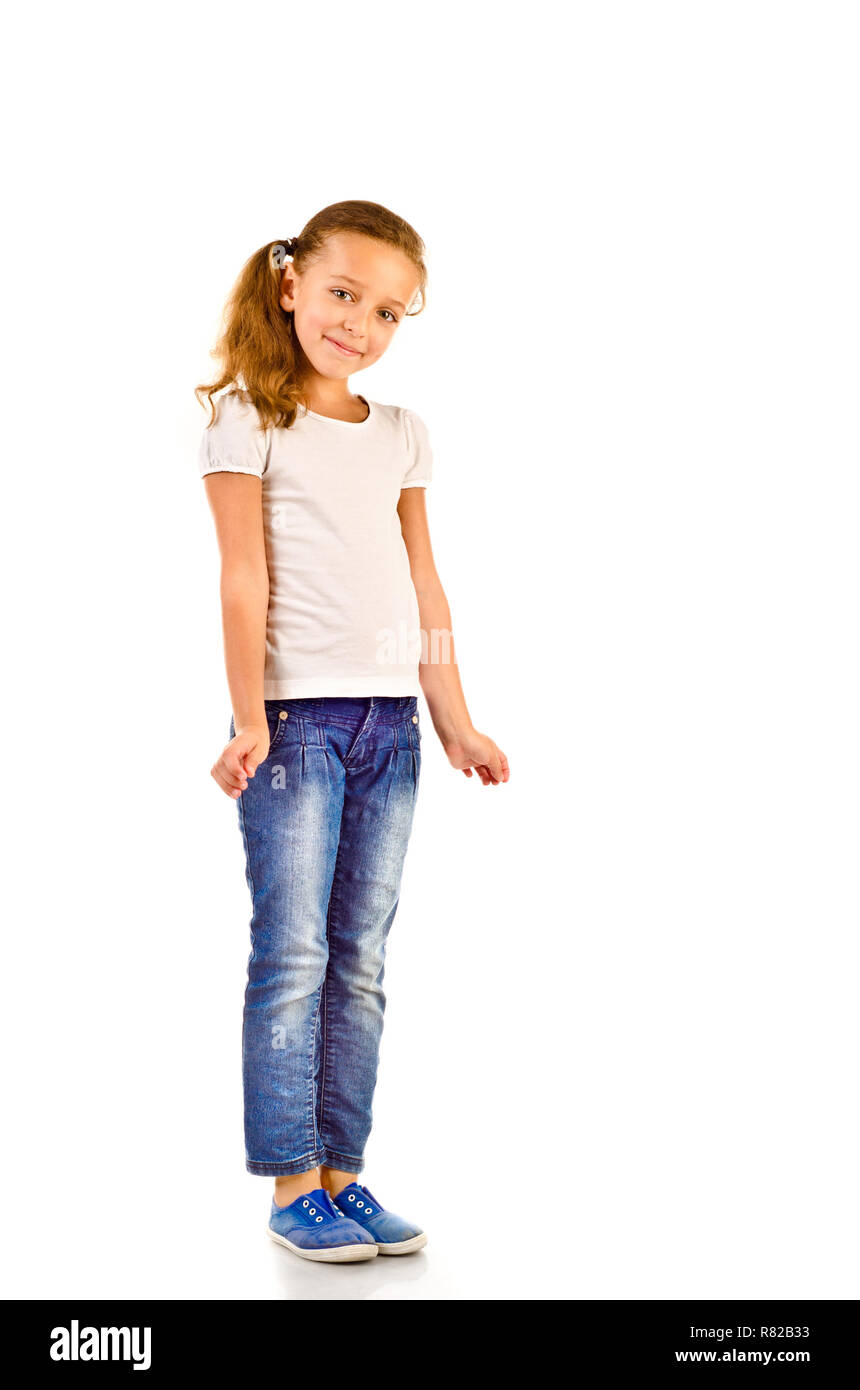 little girl isolated on a white background Stock Photo - Alamy