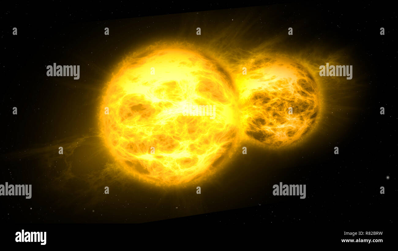 Exotic solar system with double suns. Space exploration light-years ...