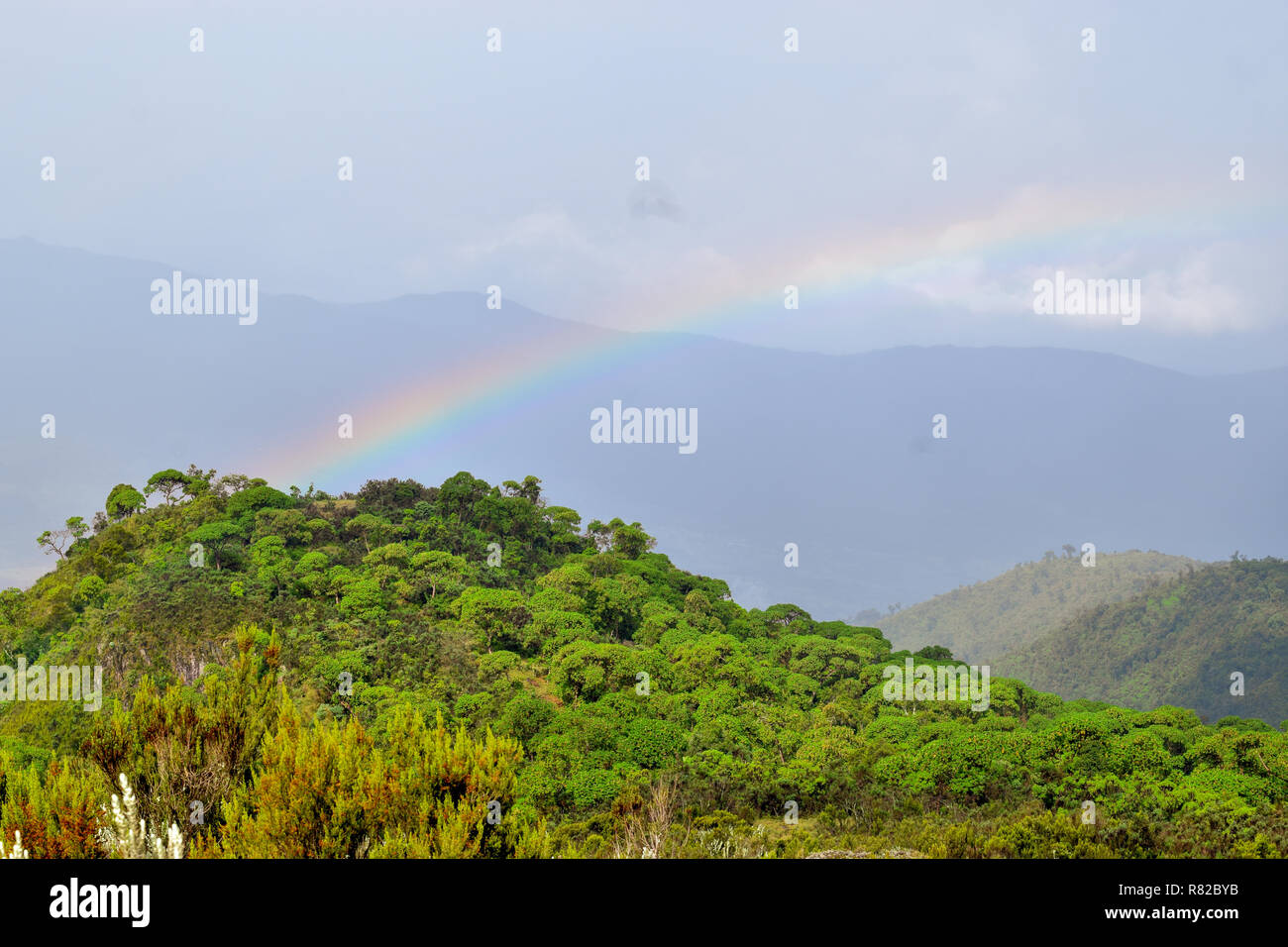 Mountain with a rainbow background, Mount Kipipiri, Kenya Stock Photo ...