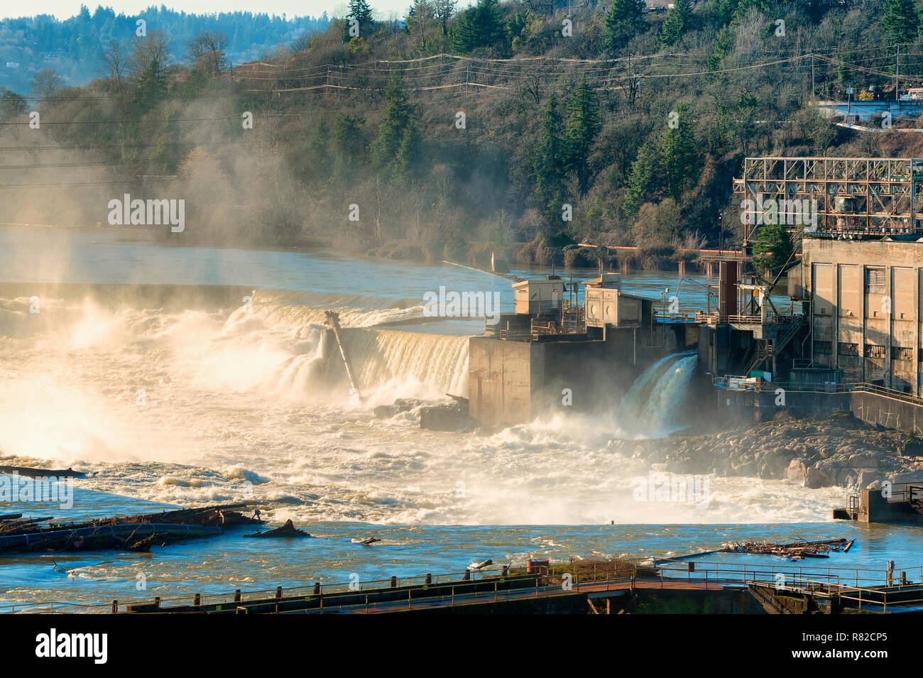 From above Oregon City one can view the ruins of an old power plant and ...