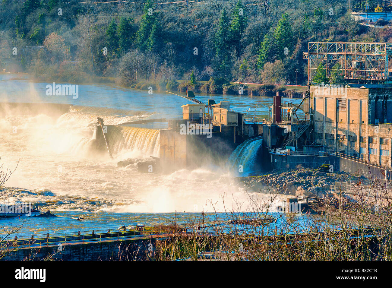 From above Oregon City one can view the ruins of an old power plant and ...