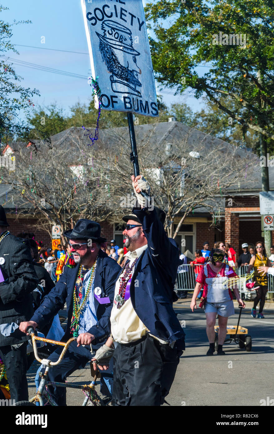 The Society of Bums marches down Washington Street in Mobile, Alabama ...