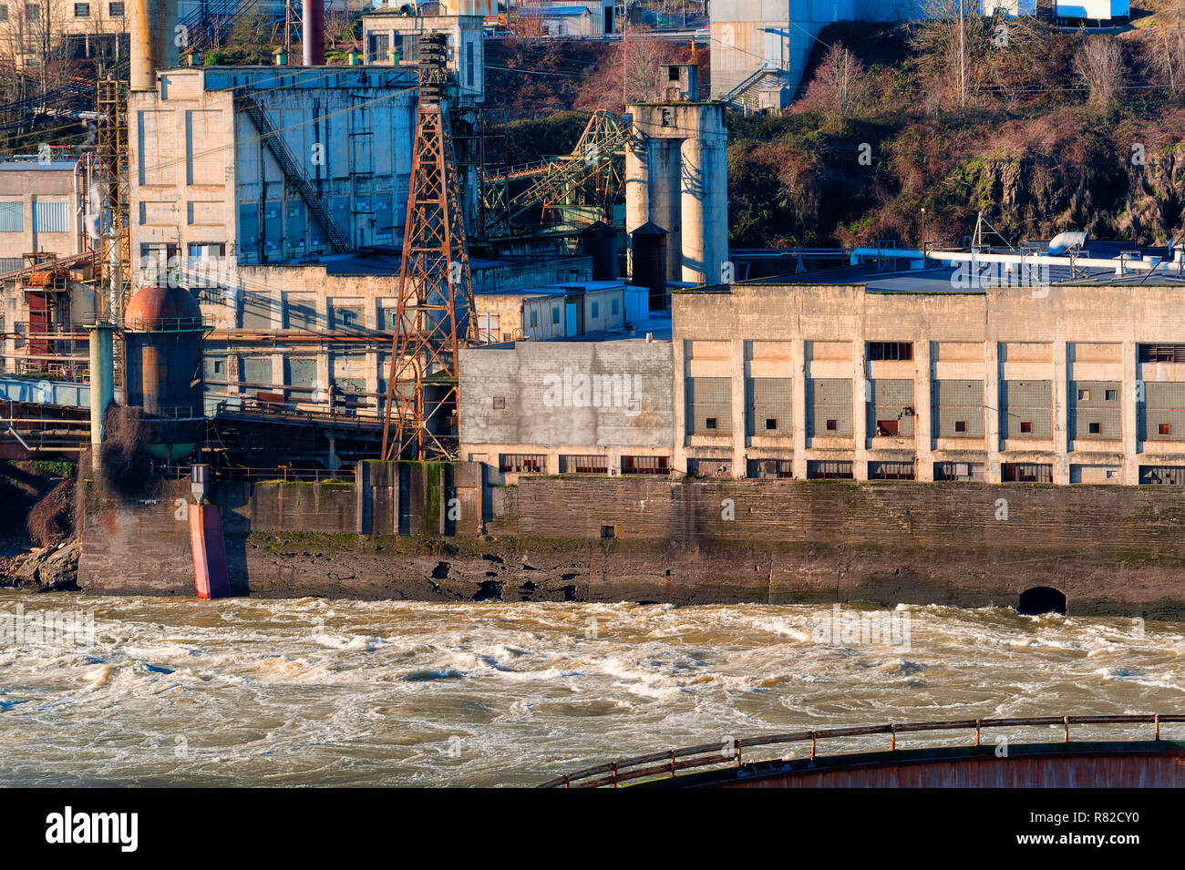 From above Oregon City one can view the ruins of an old power plant and ...