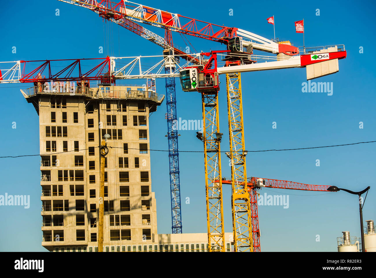Paris, France, New Build Constructoion Site in Tolbiac, modern building ...