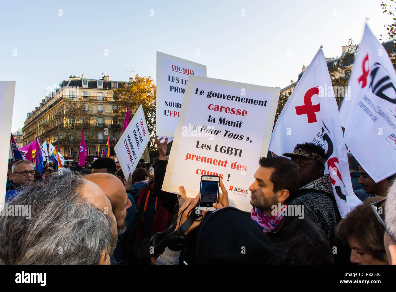 Paris, France. French LGBT Protest Demonstration anti discrimination ...