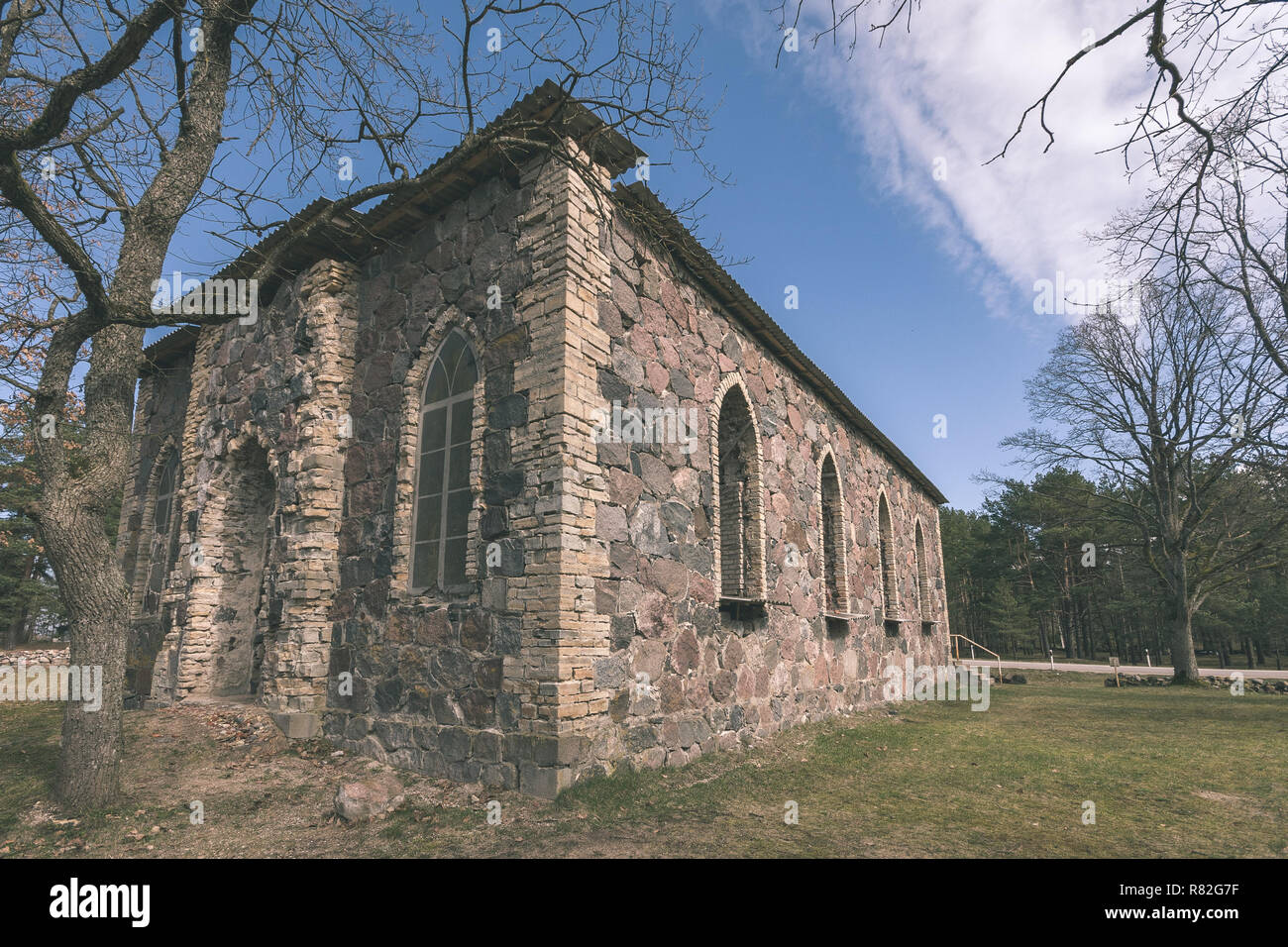 old stone and red brick church details, architecture elements - vintage ...