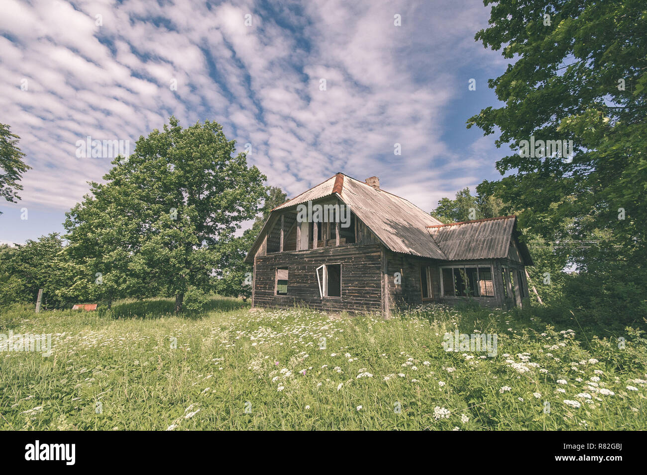 old wooden countryside house architecture details and elements of ...