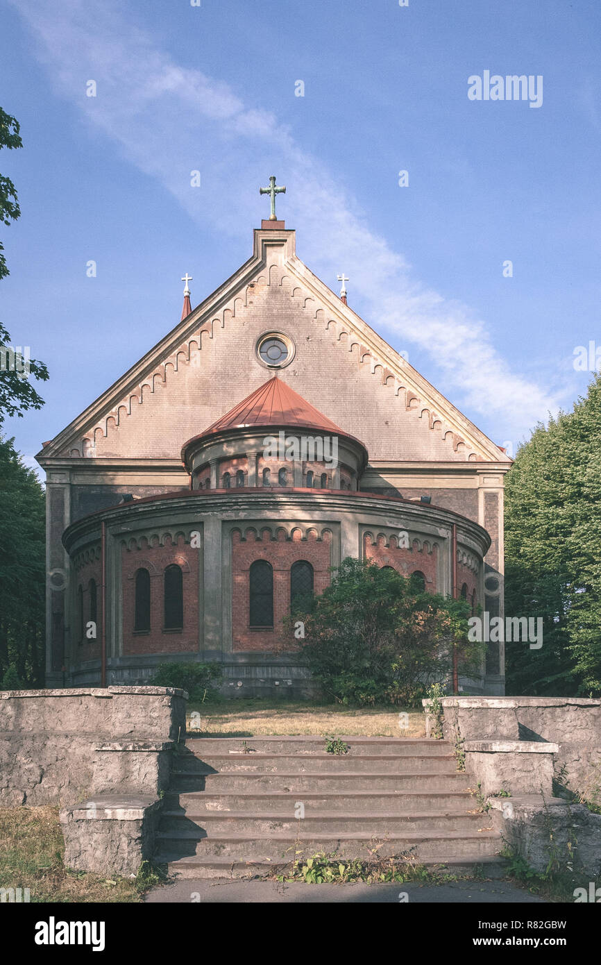 old stone and red brick church details, architecture elements - vintage ...