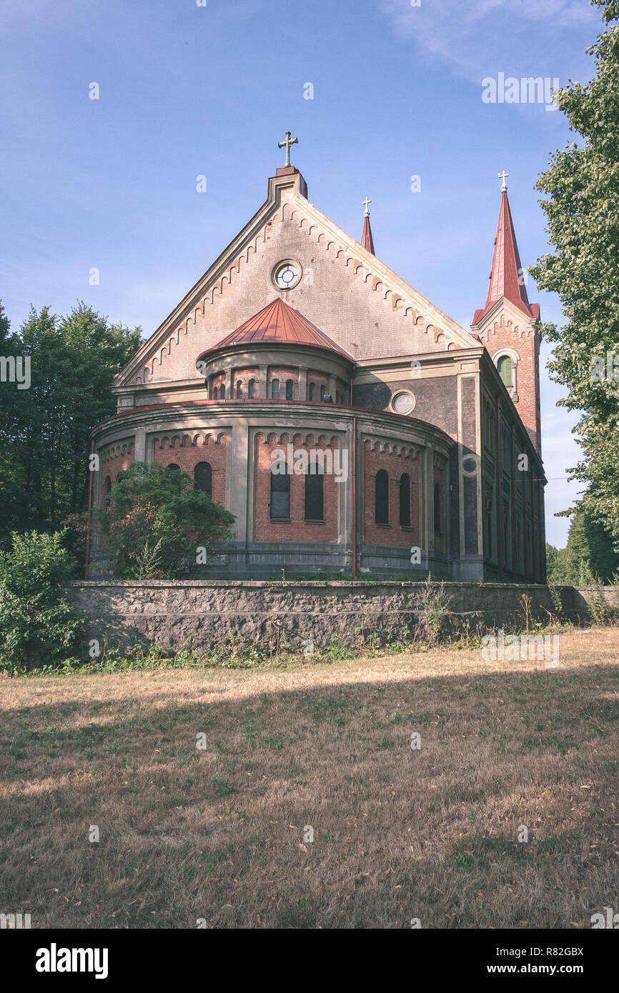 old stone and red brick church details, architecture elements - vintage ...