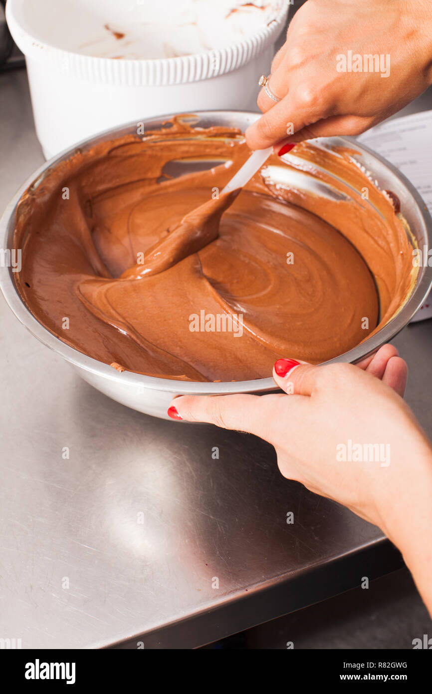 Close up melted chocolate mixing hi-res stock photography and images ...