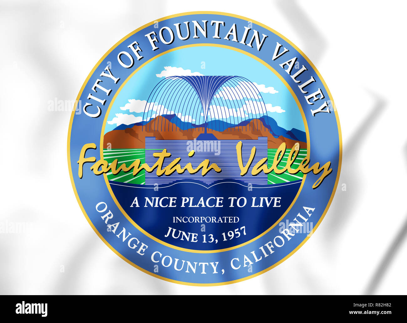 3D Seal of Fountain Valley (California), USA. 3D Illustration Stock ...