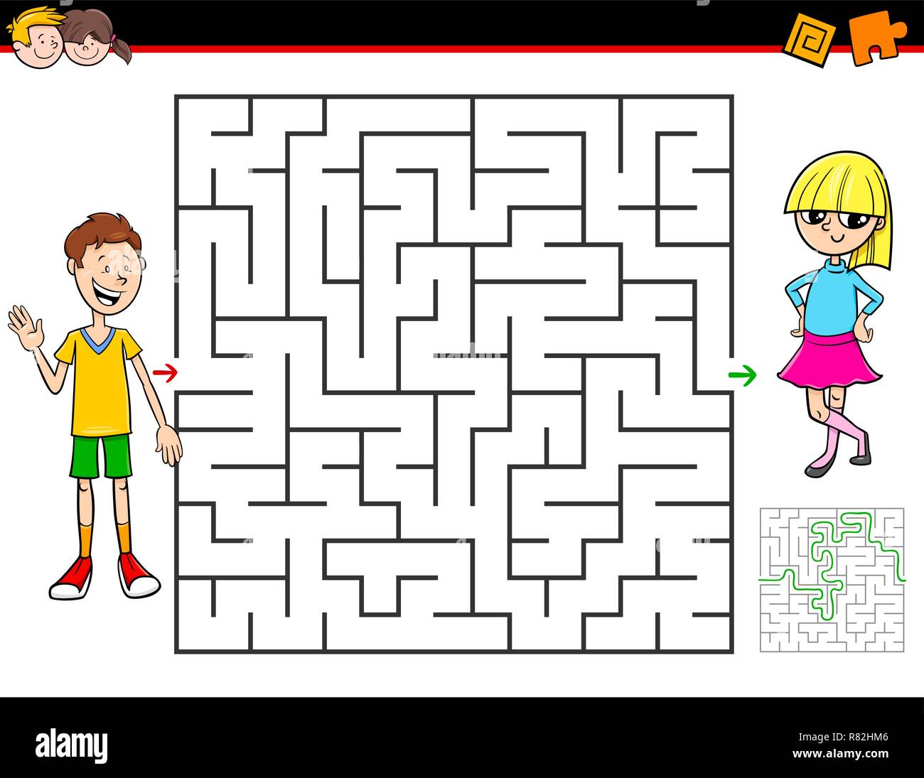 Cartoon Illustration of Education Maze or Labyrinth Activity Game for ...