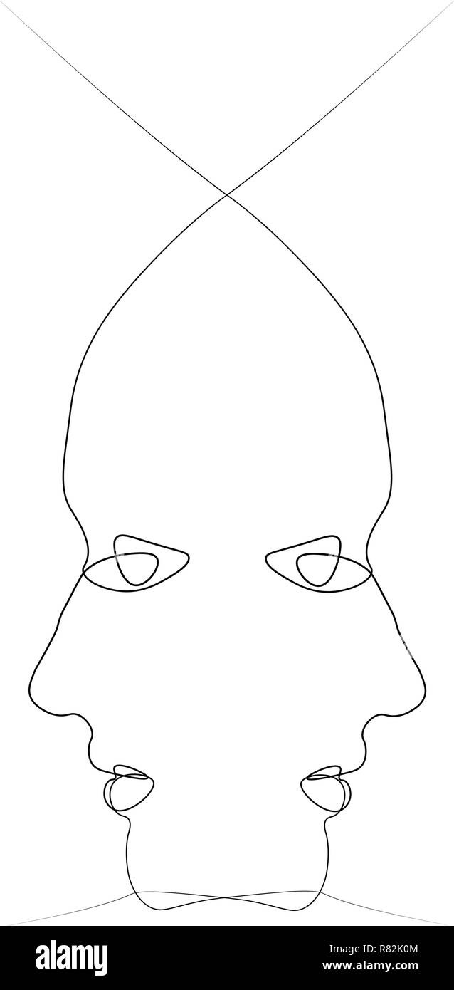 Two silhouettes of people drawn with one line. Simple vector ...