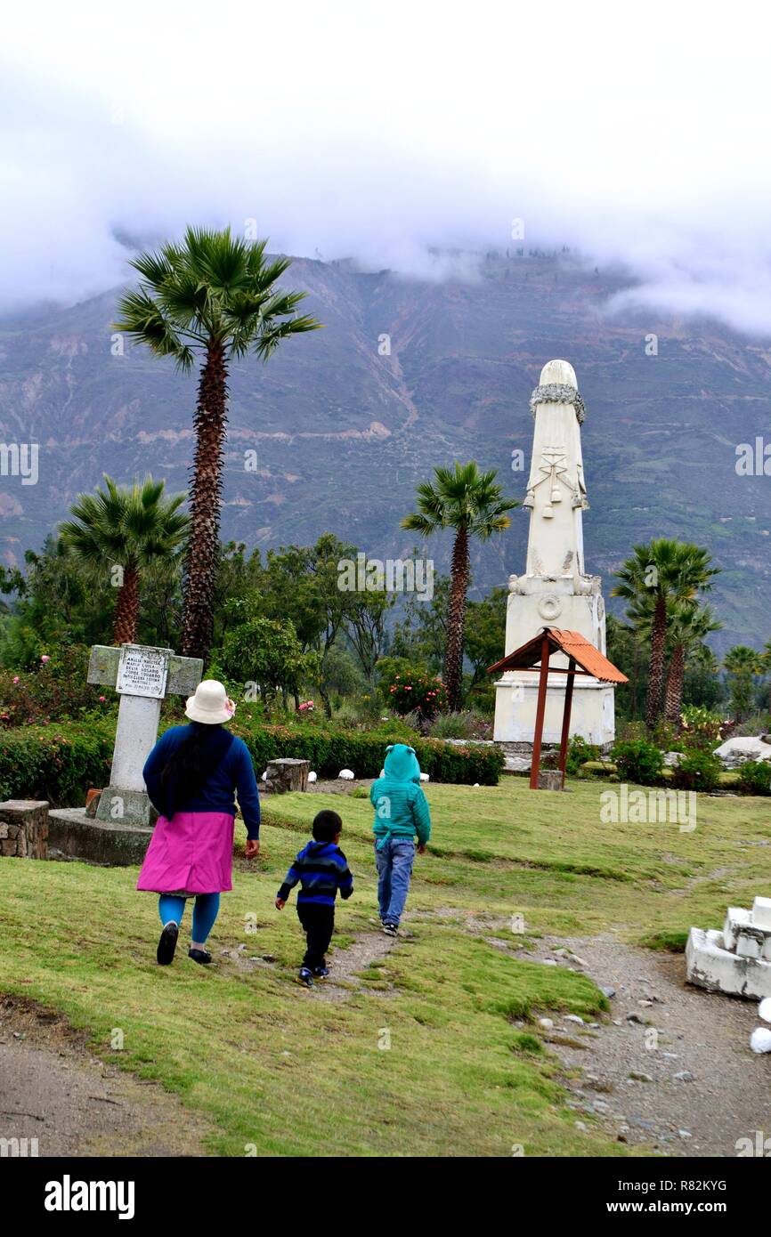 Monument in memory of the fallen - Old Yungay where an earthquake and ...