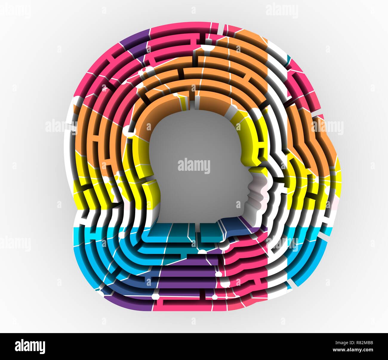 Man avatar in circular maze Stock Photo - Alamy