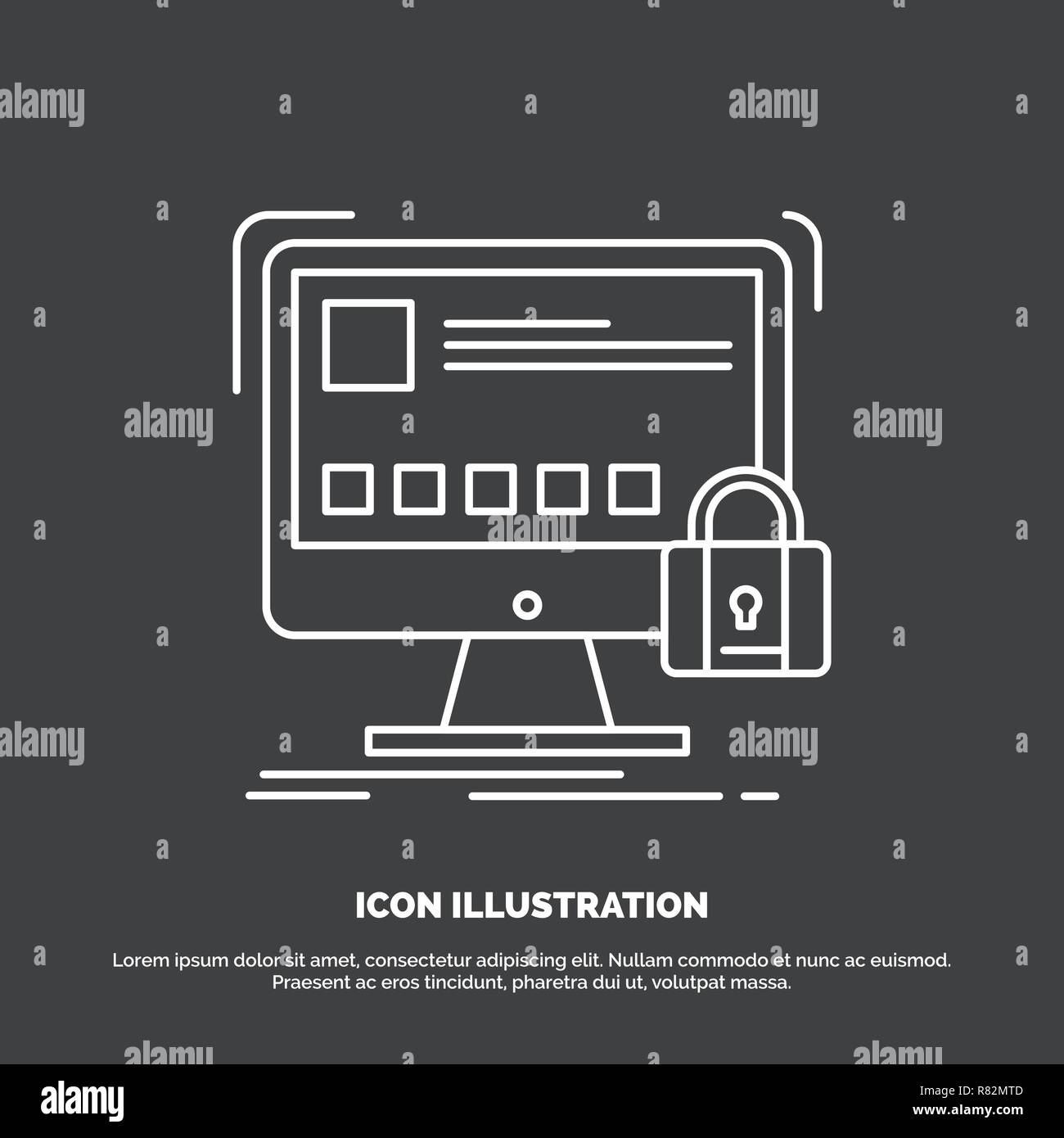 protect, protection, lock, safety, secure Icon. Line vector symbol for UI and UX, website or ...