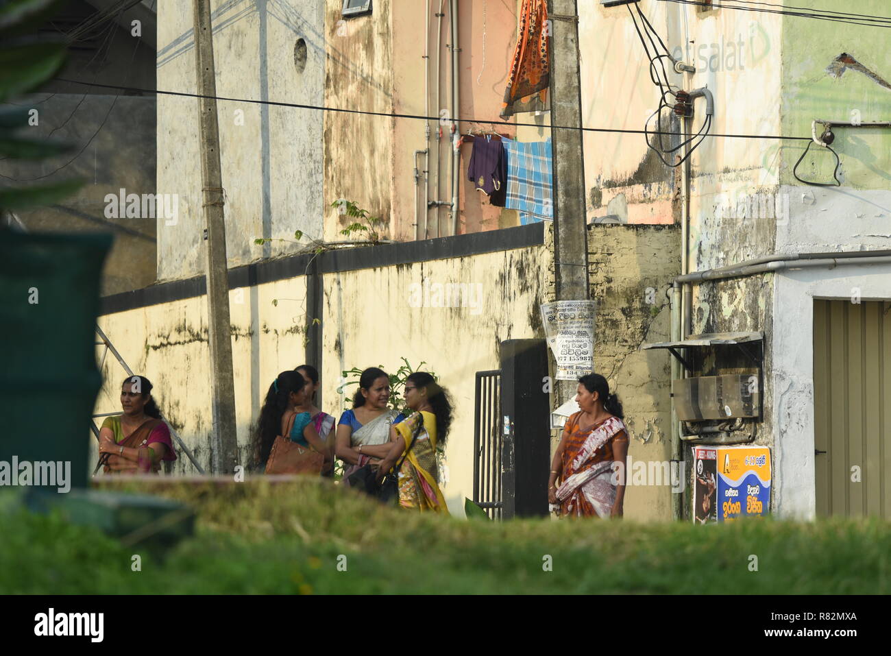 daily life in sri lanka, women in sari Stock Photo - Alamy