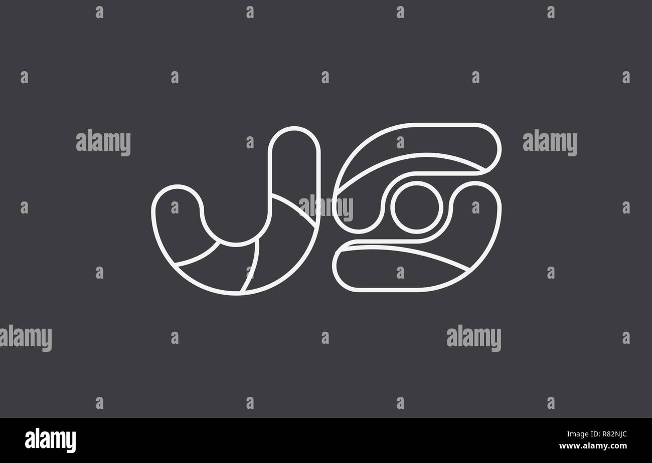 black white grey alphabet letter js j s combination logo design ...