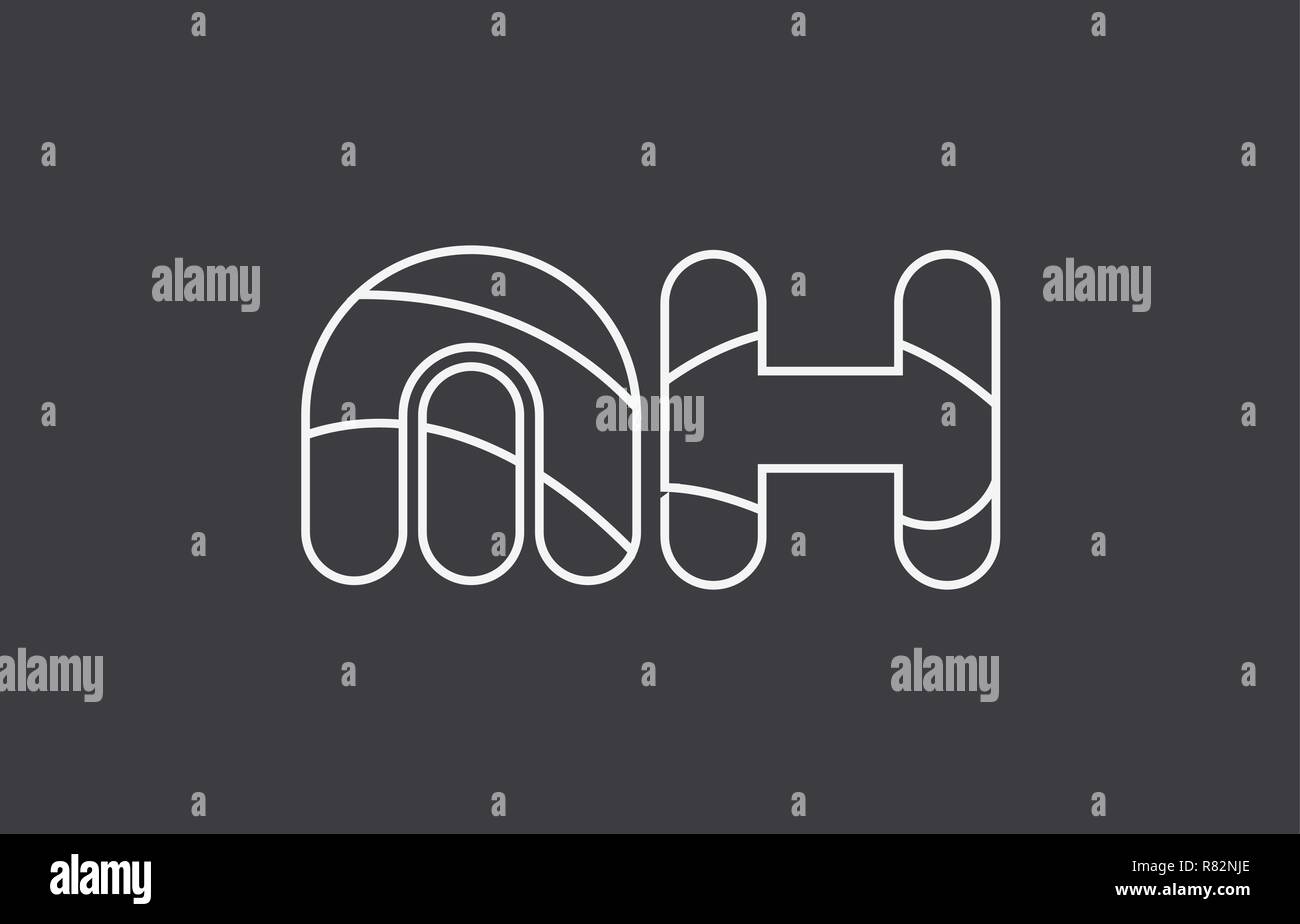 black white grey alphabet letter mh m h combination logo design ...