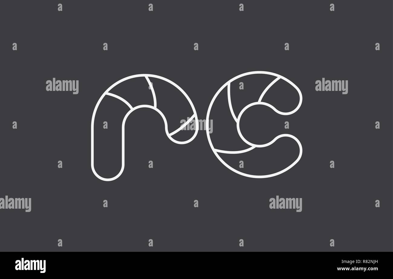 black white grey alphabet letter rc r c combination logo design ...