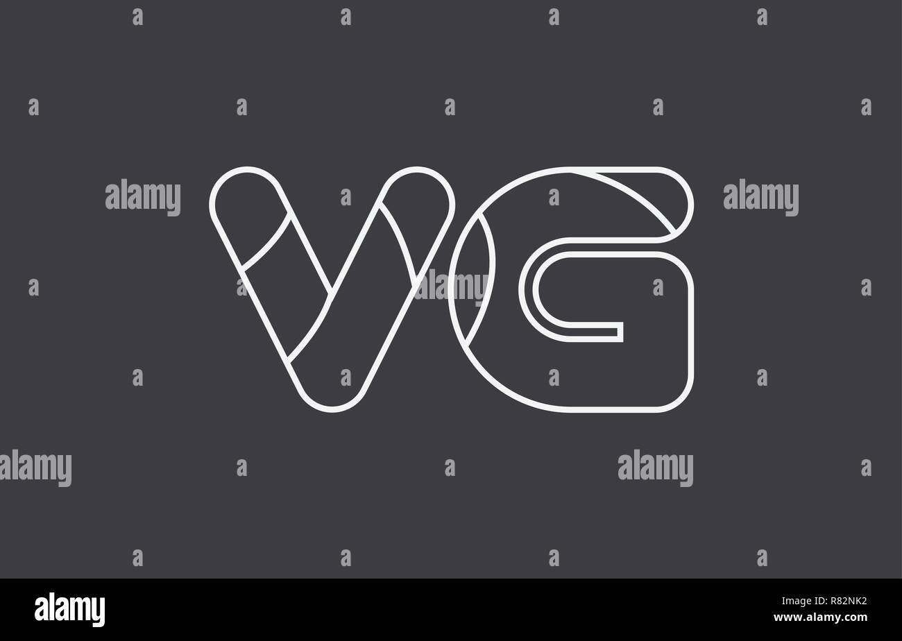 black white grey alphabet letter vg v g combination logo design ...