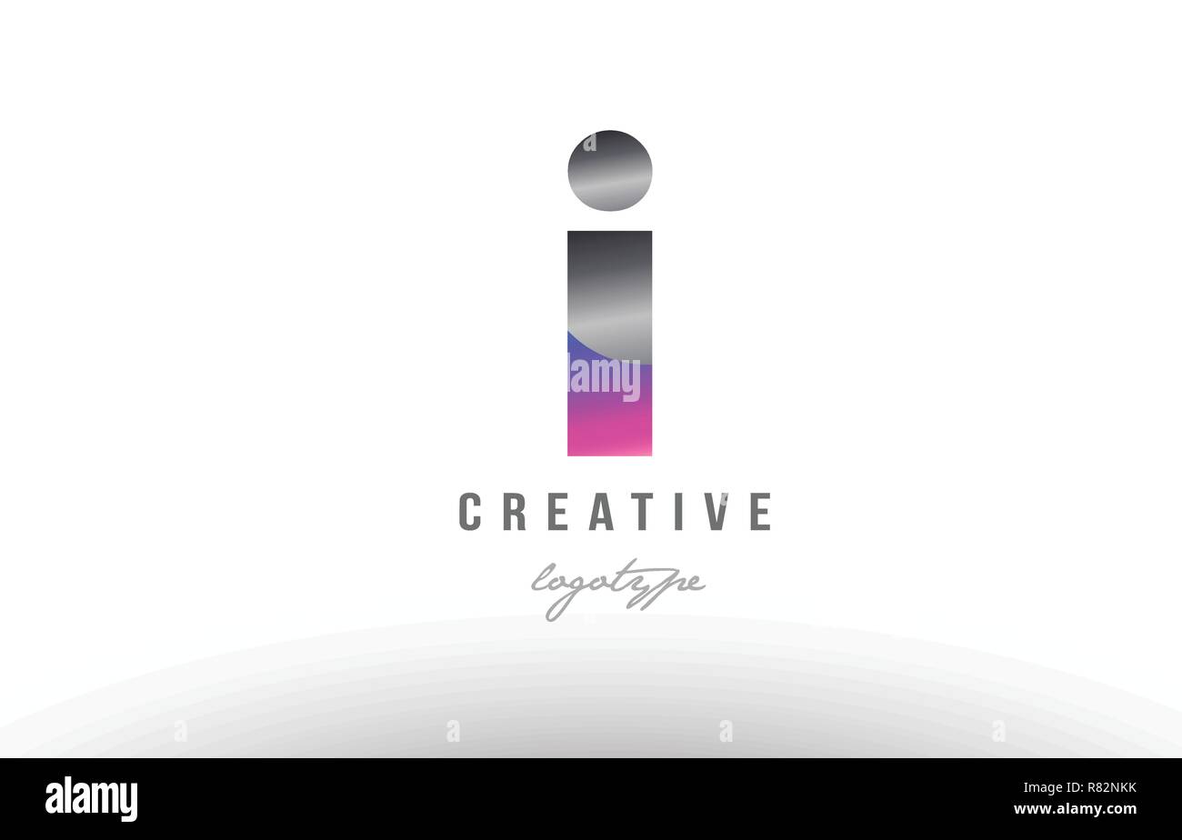 Design of alphabet letter i silver grey metal metallic gradient color ...