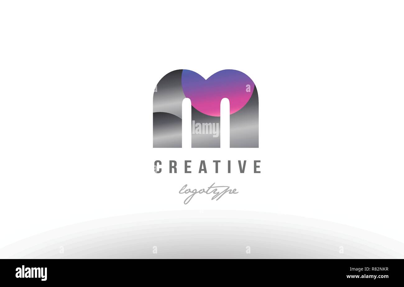 Design of alphabet letter m silver grey metal metallic gradient color ...