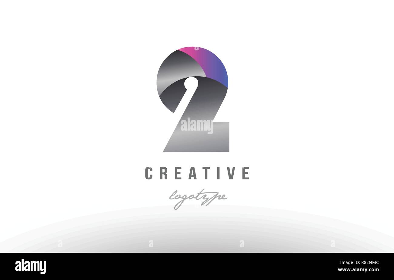 Design of number 2 silver grey metal metallic gradient color suitable ...