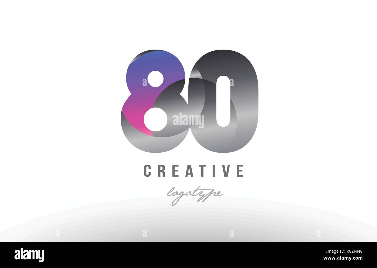 Design of number 80 silver grey metal metallic gradient color suitable ...