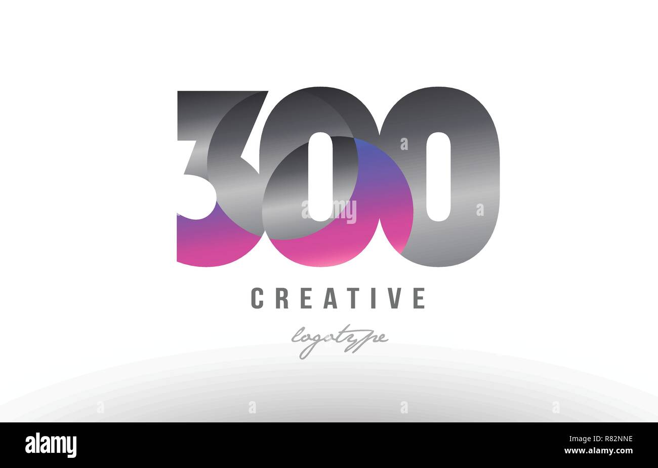 Design of number 300 silver grey metal metallic gradient color suitable ...