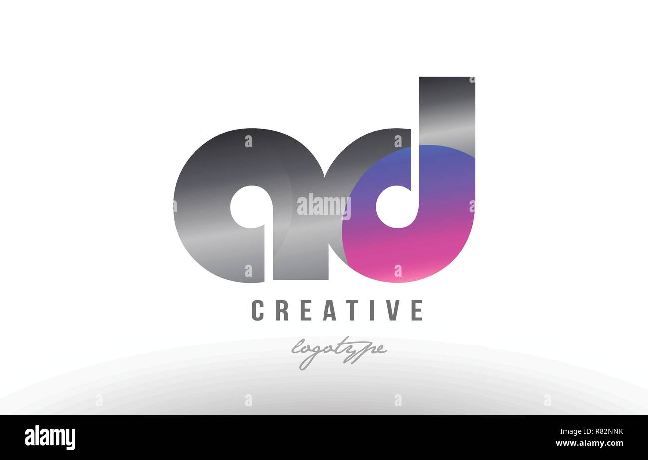 Design of alphabet letter combination ad a d silver grey metal metallic ...