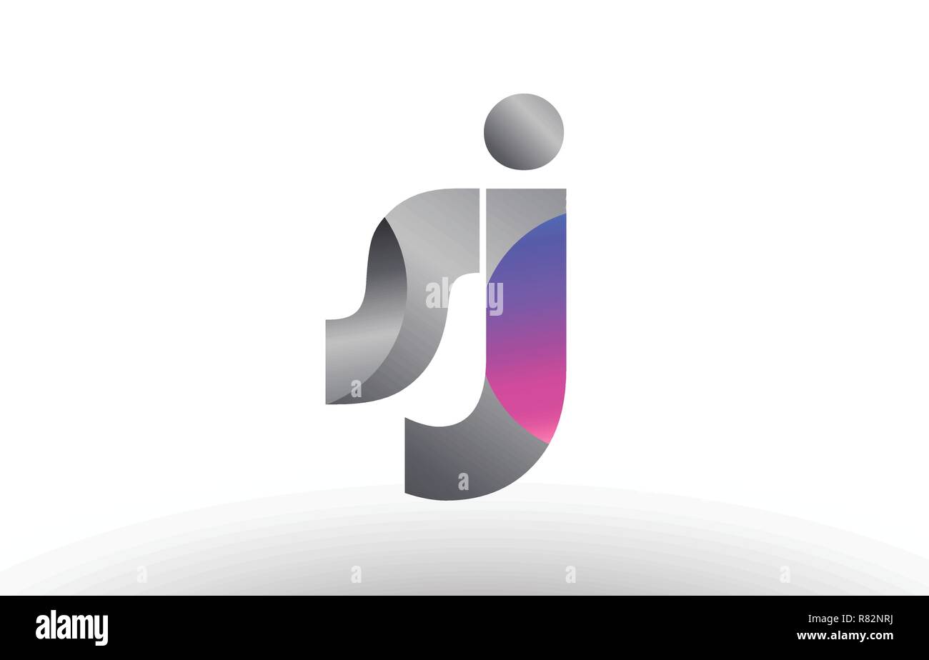 Design of alphabet letter combination sj s j silver grey metal metallic ...